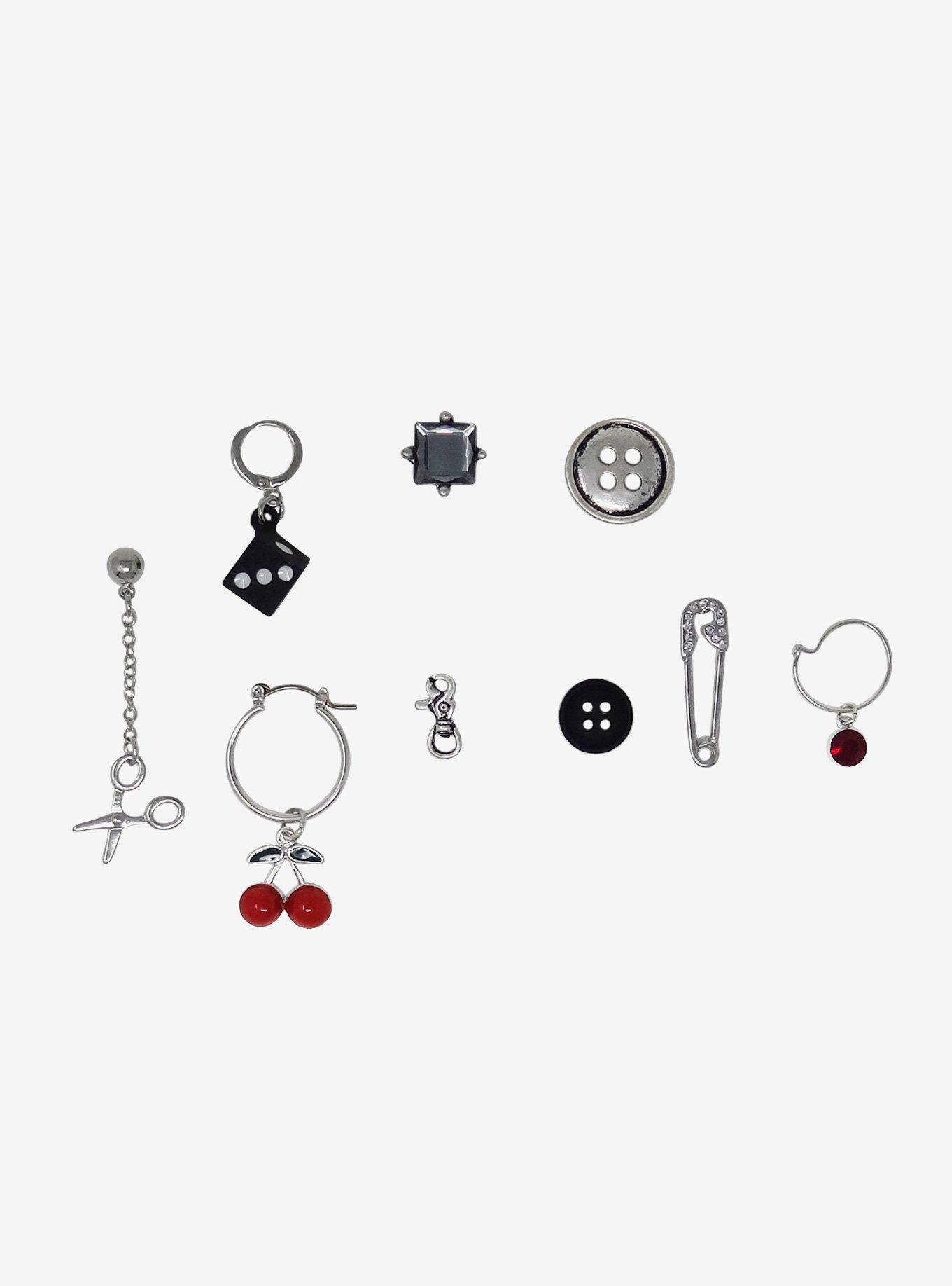 Cherry Dice Button Mismatch Earring Set | Hot Topic