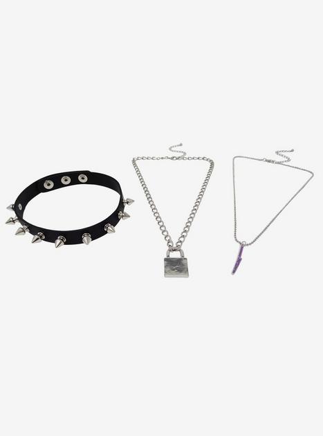 Padlock Knife Spike Choker & Necklace Set | Hot Topic