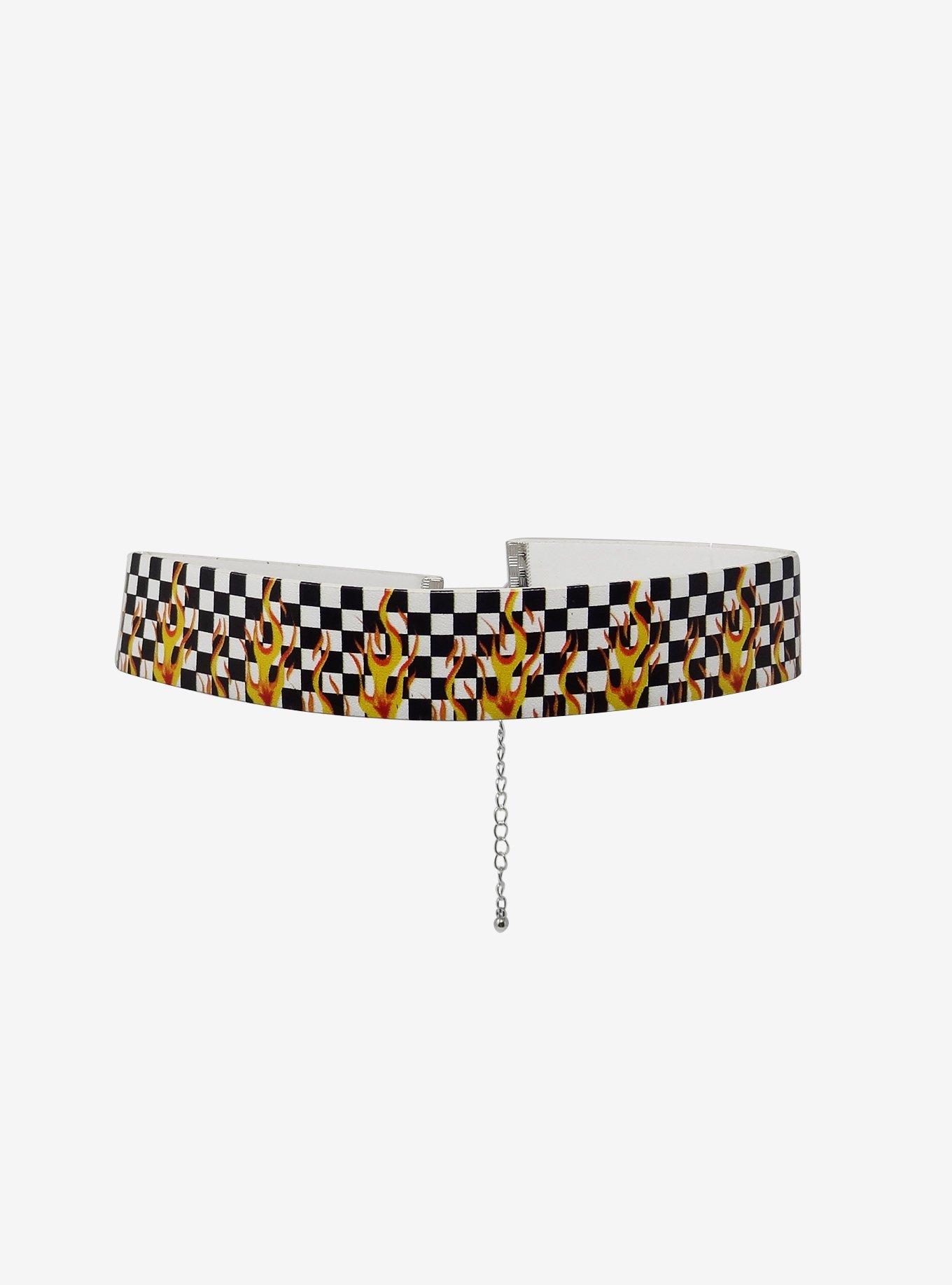 Checkered Flames Choker | Hot Topic