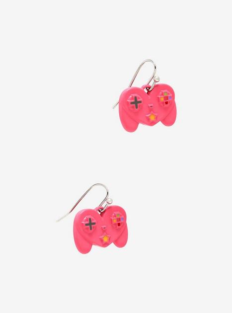 Pink Video Game Controller Dangle Earrings | Hot Topic