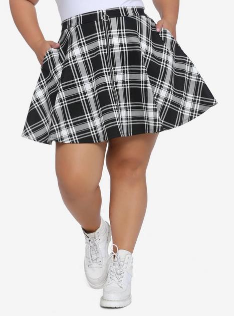 Black And White Plaid O Ring Skater Skirt Plus Size Hot Topic