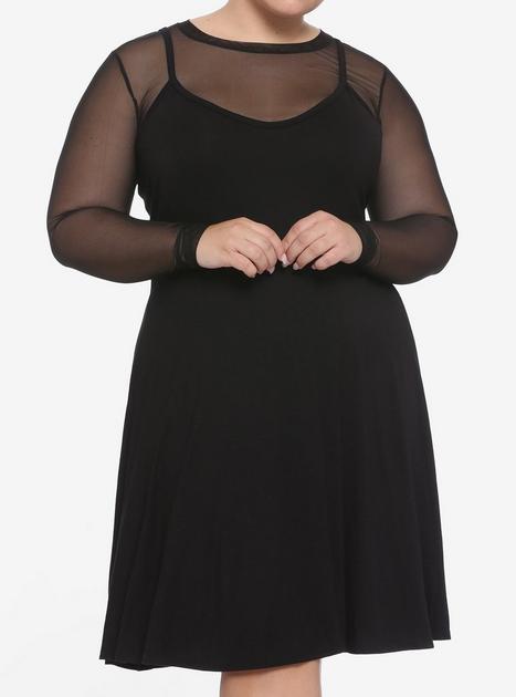Black Mesh Layered Dress Plus Size | Hot Topic