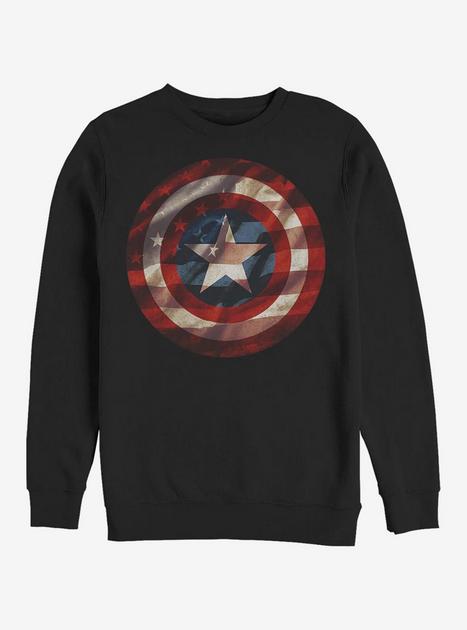 Marvel Captain America Flag Shield Sweatshirt - BLACK | Hot Topic