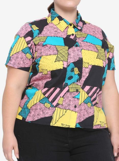 The Nightmare Before Christmas Sally Patchwork Girls Woven Button-Up ...