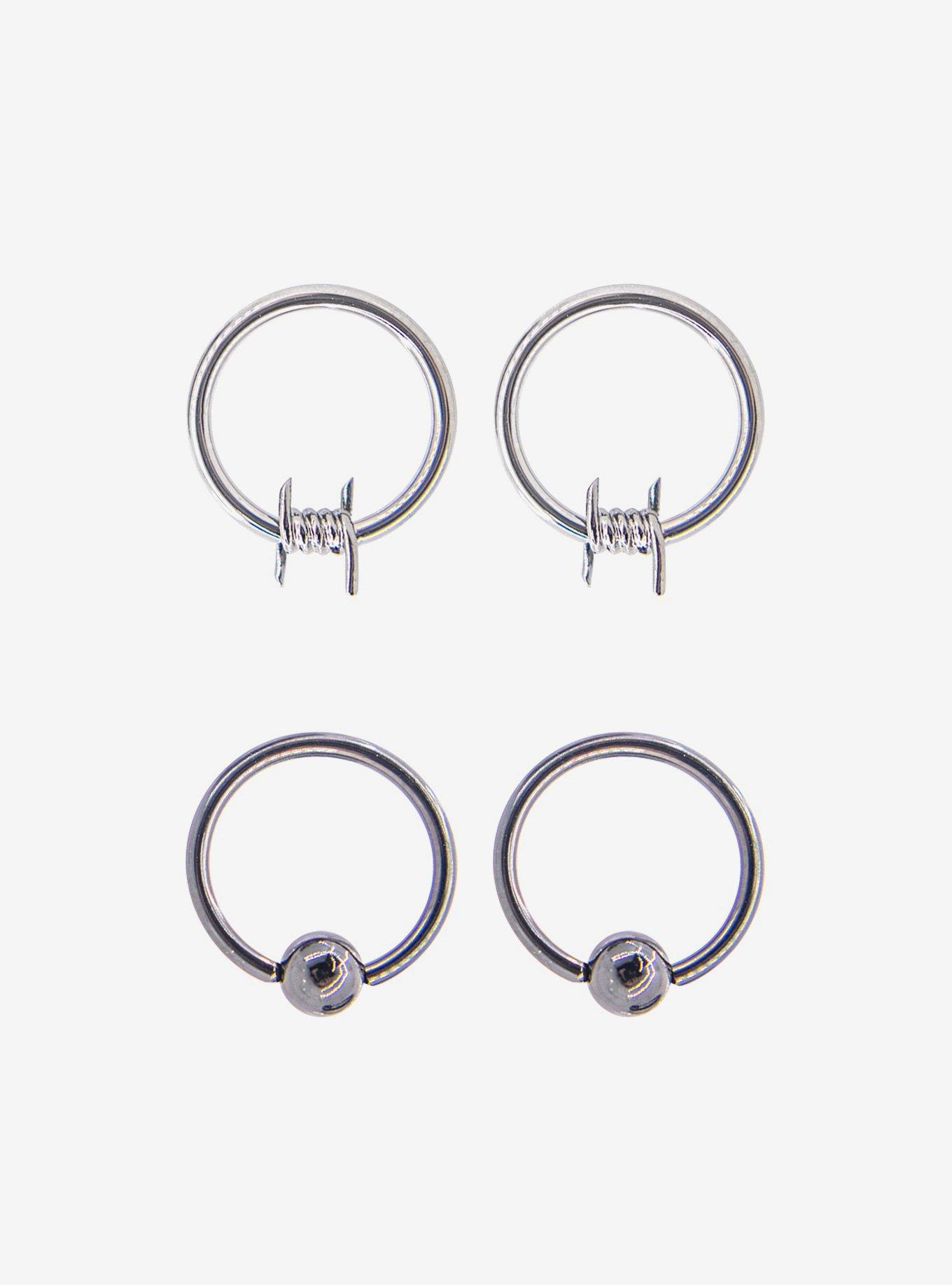 Steel Barbed Wire Captive Hoop 4 Pack | Hot Topic