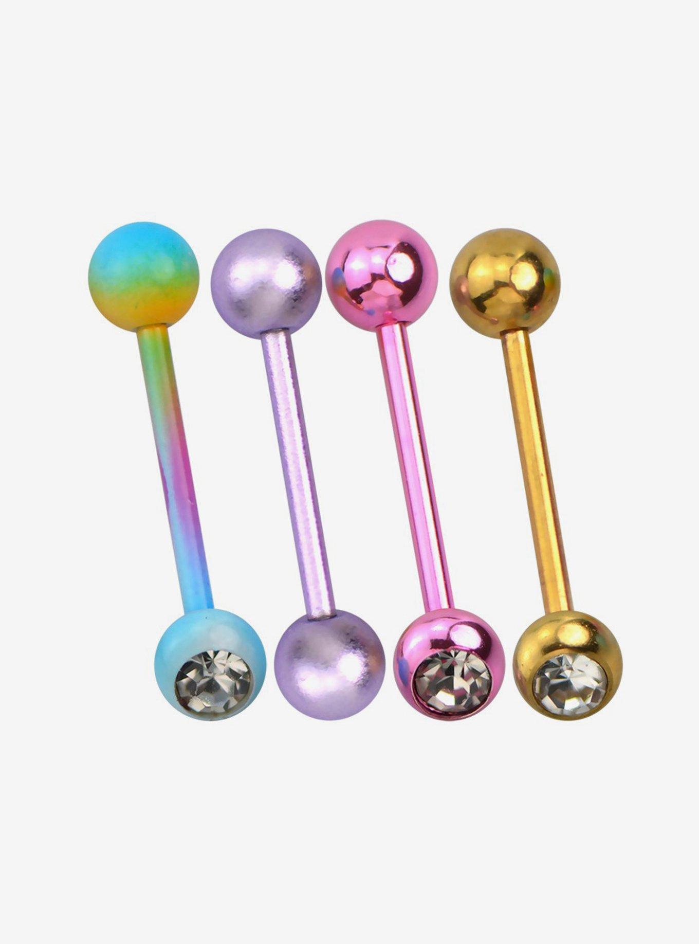 Steel Pastel Rainbow Barbell 4 Pack | Hot Topic