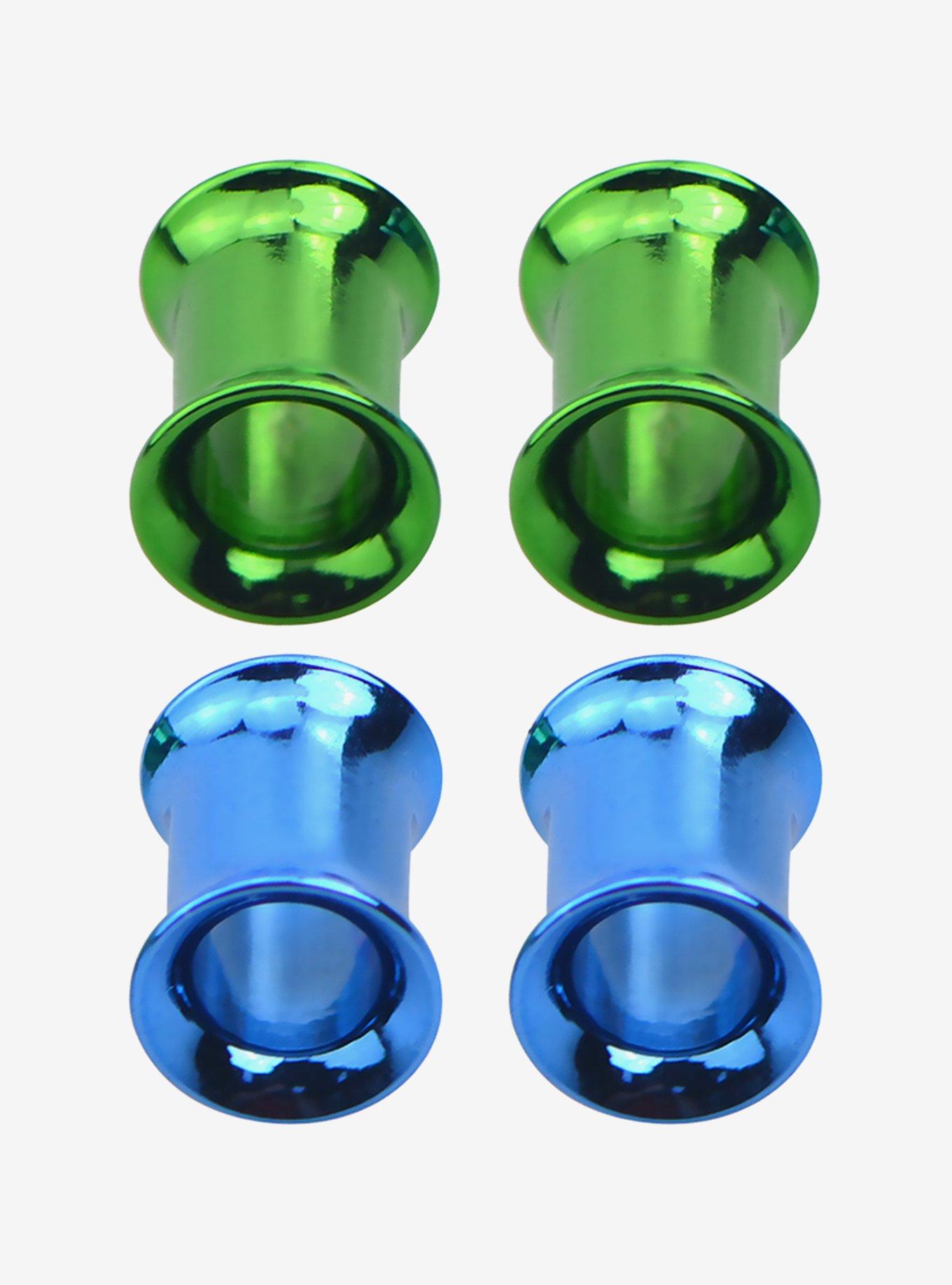 Steel Blue & Green Metallic Plug 4 Pack | Hot Topic