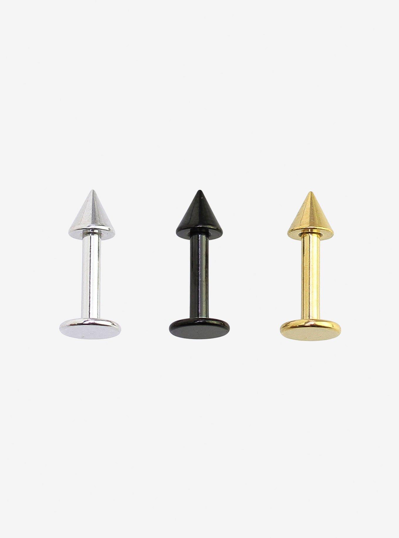 Steel Spike Mixed Metal Labret 3 Pack | Hot Topic