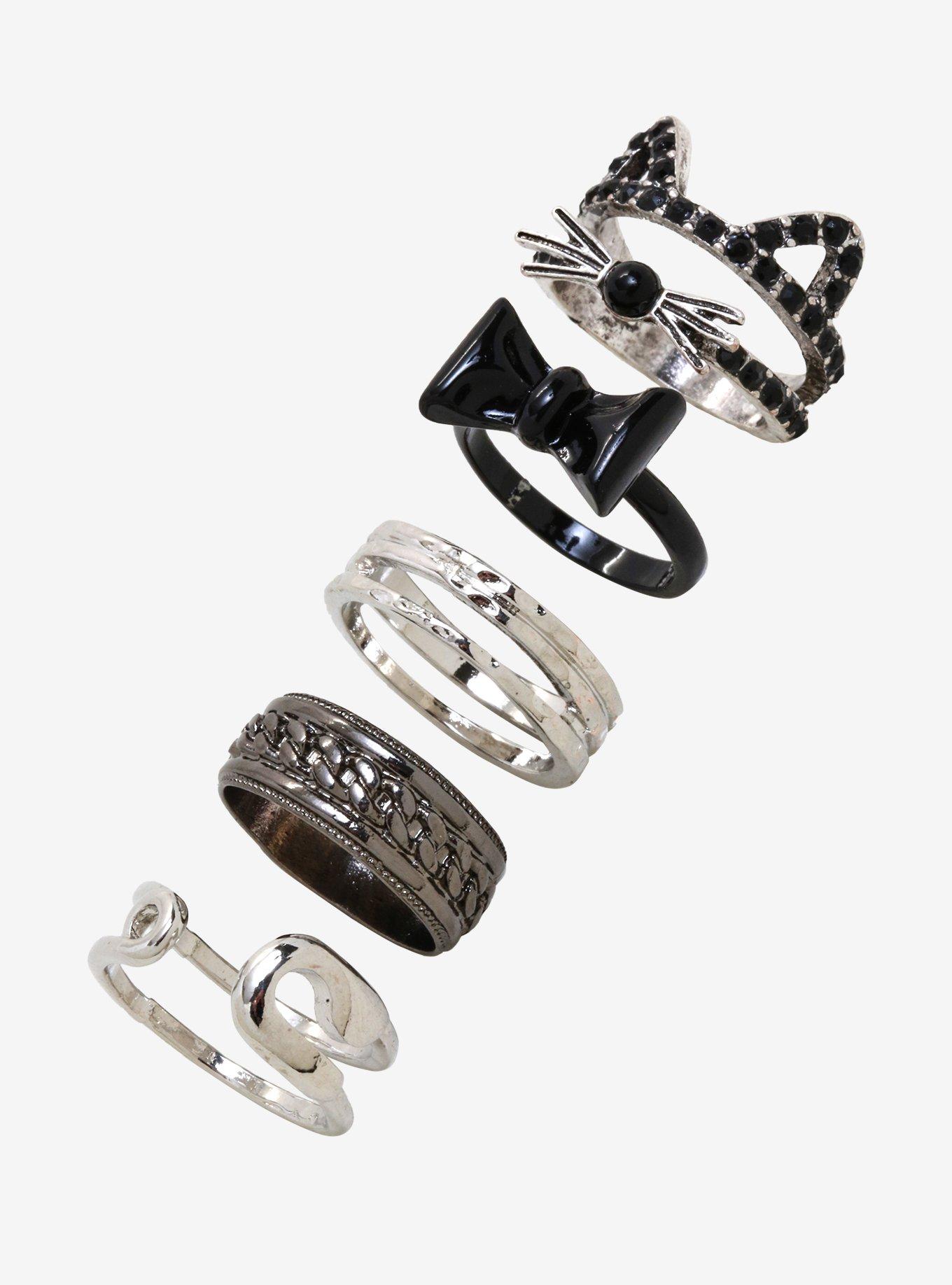 Blackheart Chain Ring Set | Hot Topic