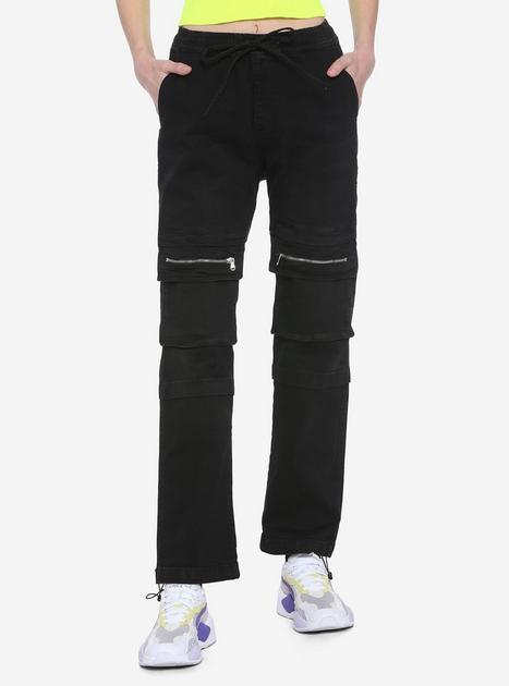 Black Zipper Pocket Jogger Pants Hot Topic