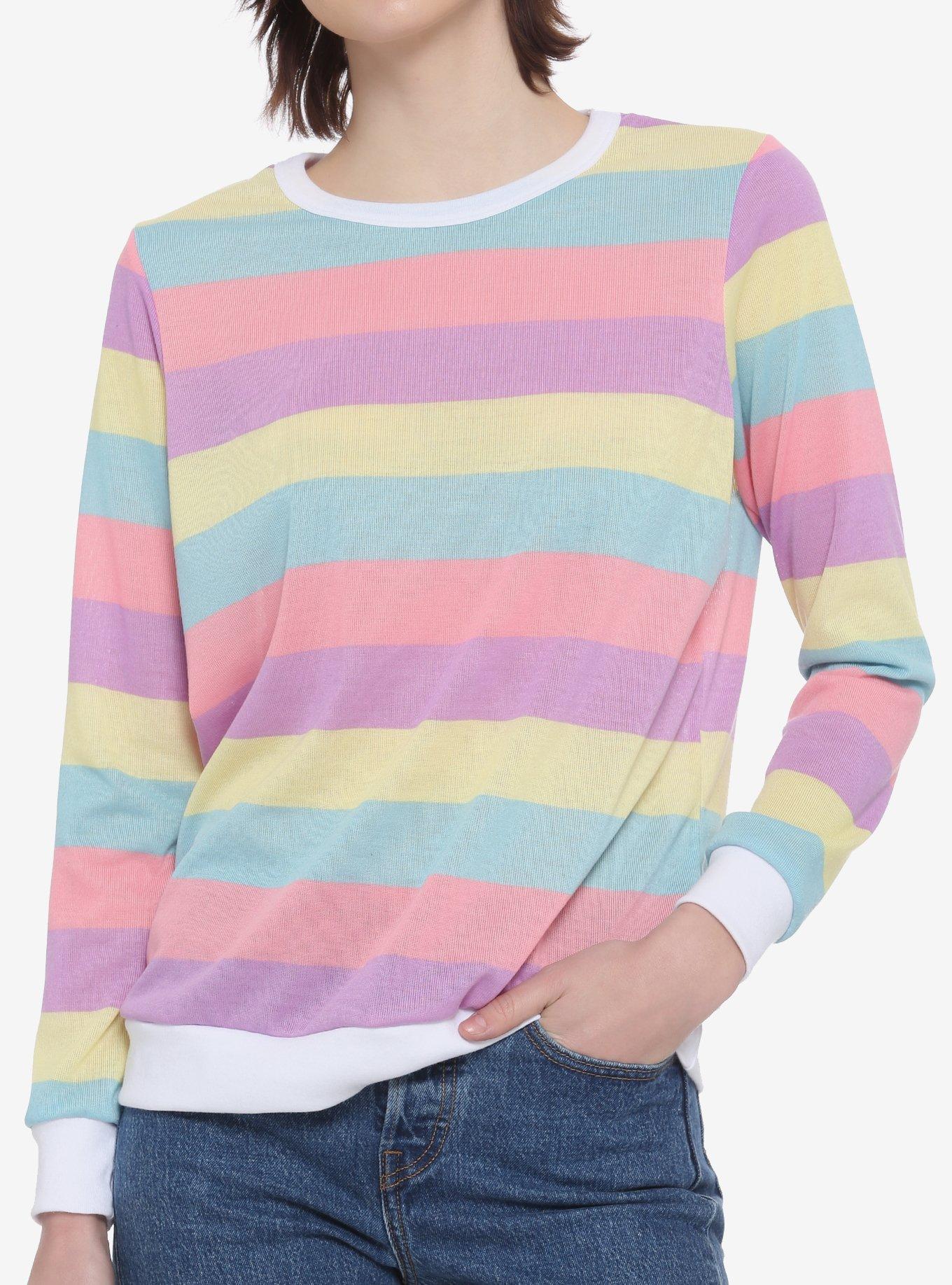 Pastel Rainbow Stripe Girls Sweater | Hot Topic