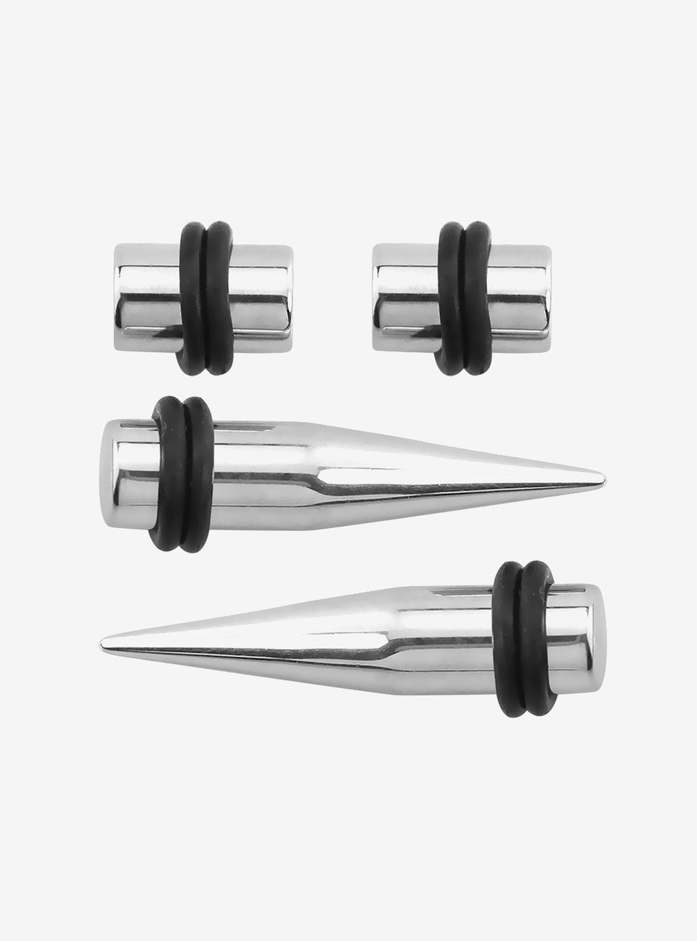 Acrylic Chrome Silver Taper & Plug 4 Pack | Hot Topic