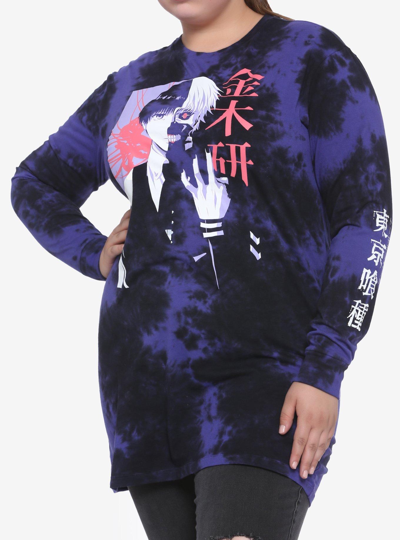 Tokyo Ghoul Ken Kaneki Split Tie-Dye Long-Sleeved T-Shirt Dress Plus ...