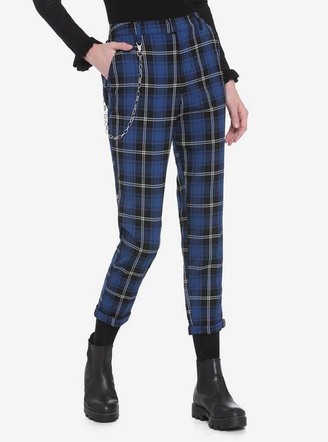Blue Plaid Pants With Detachable Chain | Hot Topic