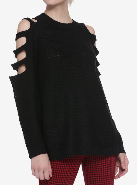Black Shoulder Slashes Girls Sweater | Hot Topic
