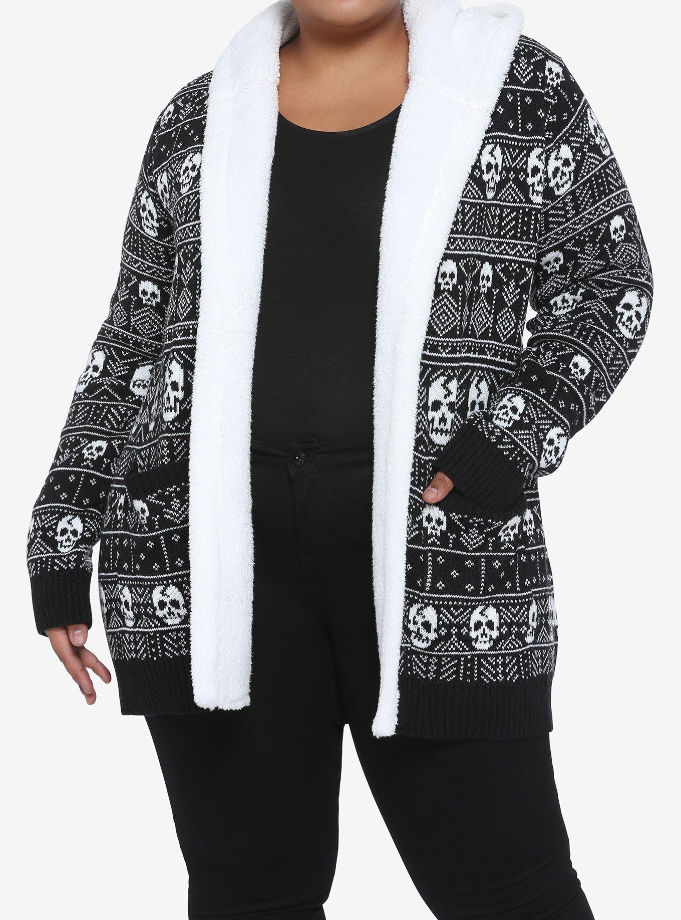 Skull Fair Isle Sherpa Girls Open Cardigan Plus Size Hot Topic