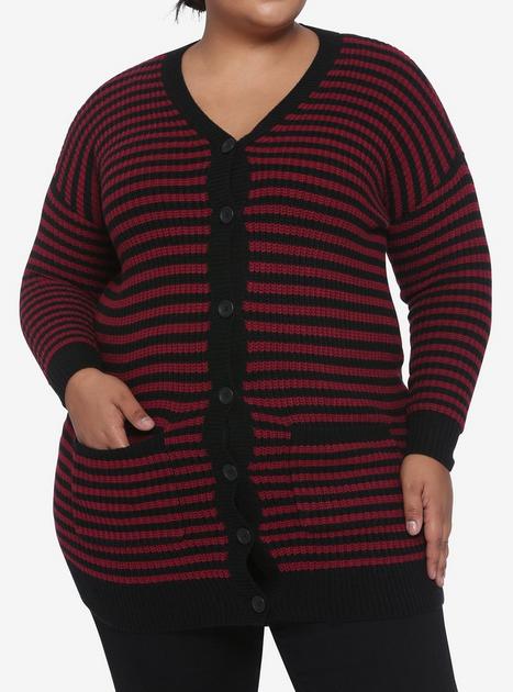 Black & Red Stripe Girls Cardigan Plus Size | Hot Topic