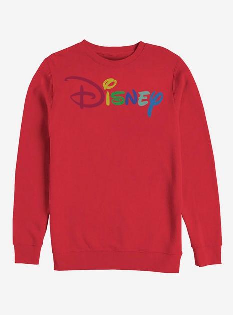 Disney Classic Multicolor Logo Disney Crew Sweatshirt - RED | Hot Topic