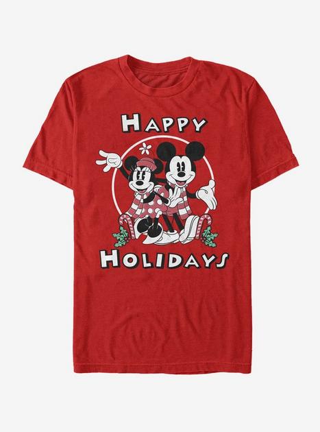 Disney Mickey Mouse & Minnie Mouse Happy Holidays T-Shirt - RED | Hot Topic