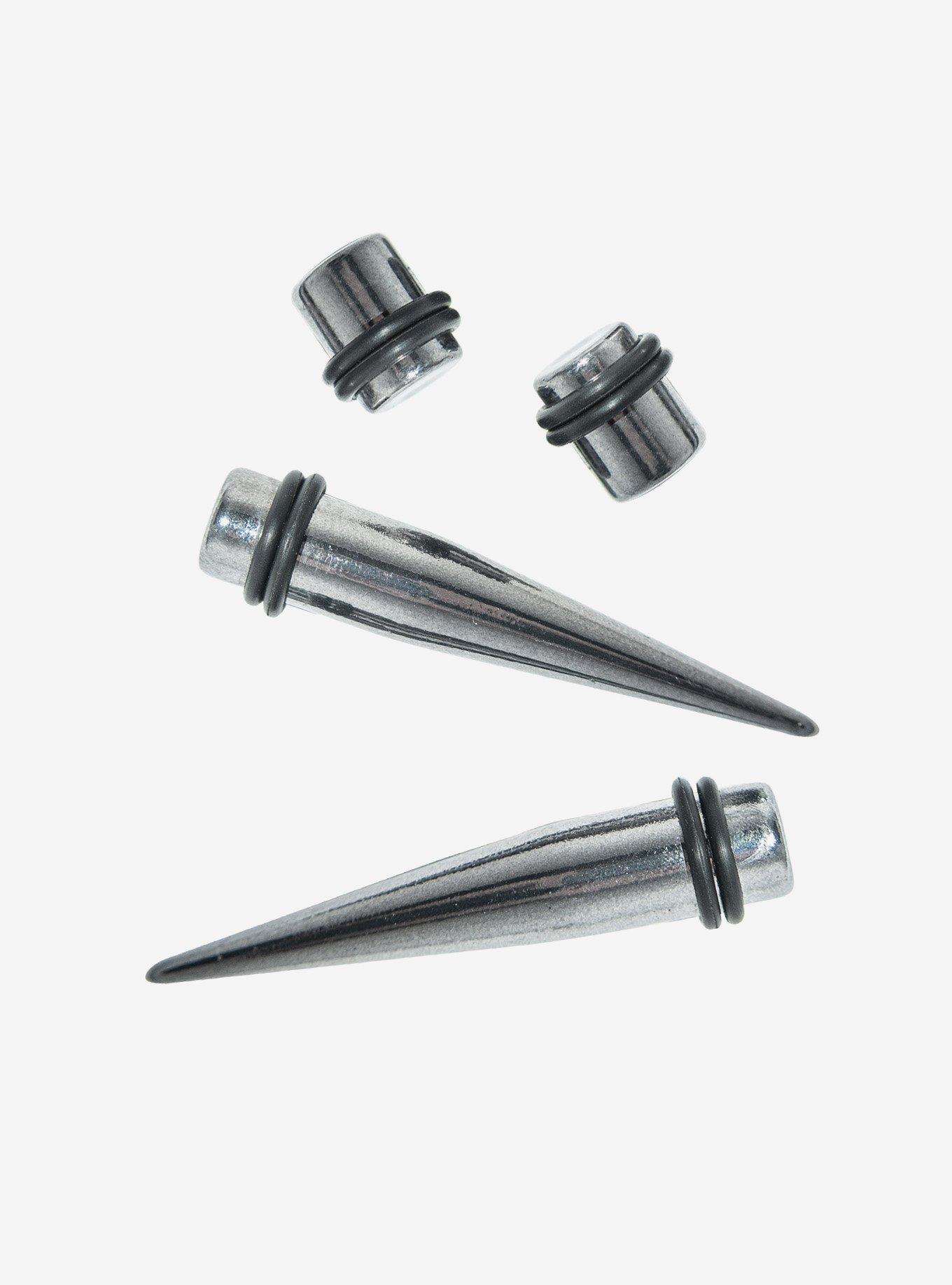Acrylic Metallic Charcoal Taper & Plug 4 Pack | Hot Topic