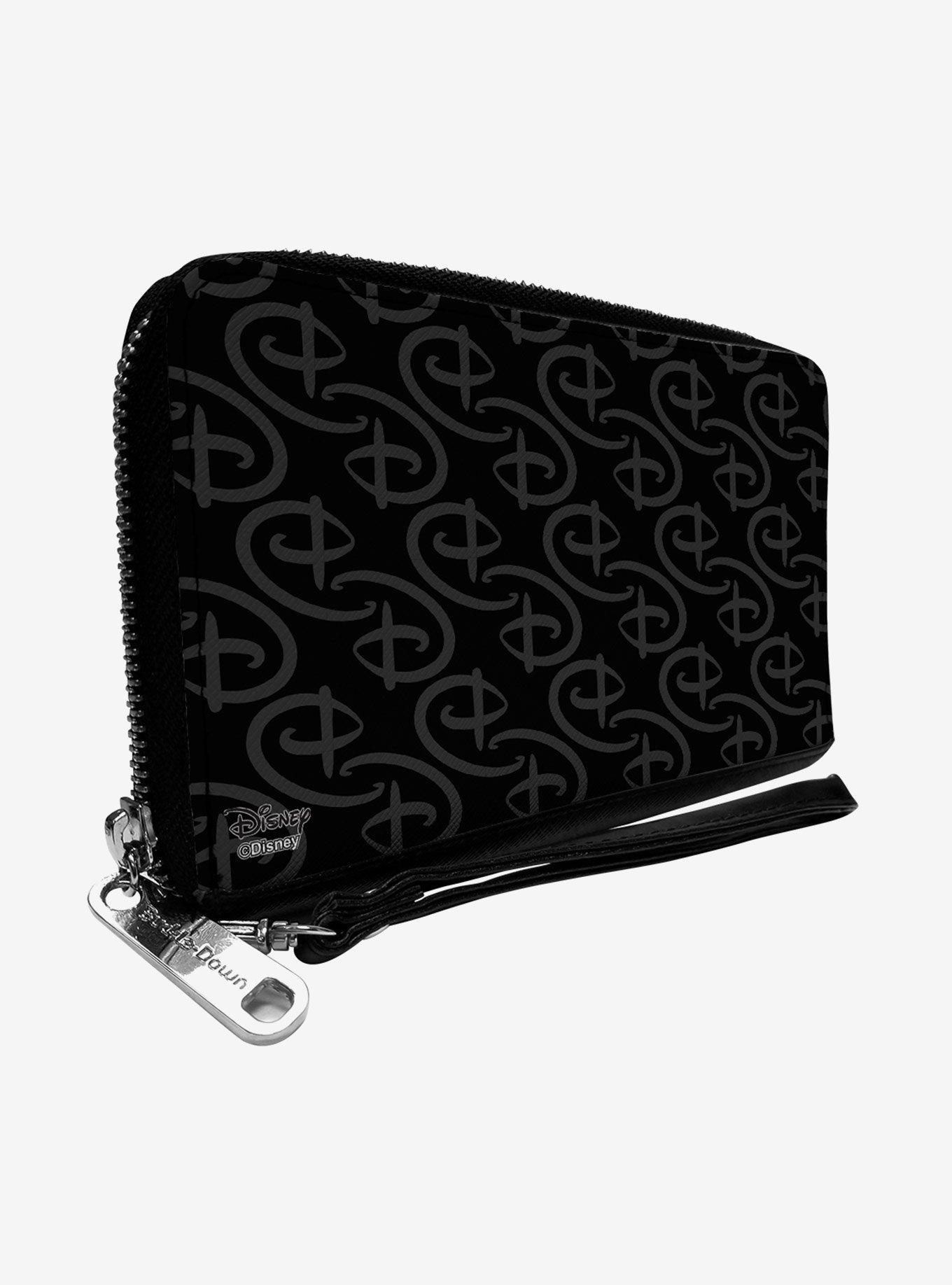 Disney Signature D Monogram Black Gray Zip Around Rectangle Wallet ...