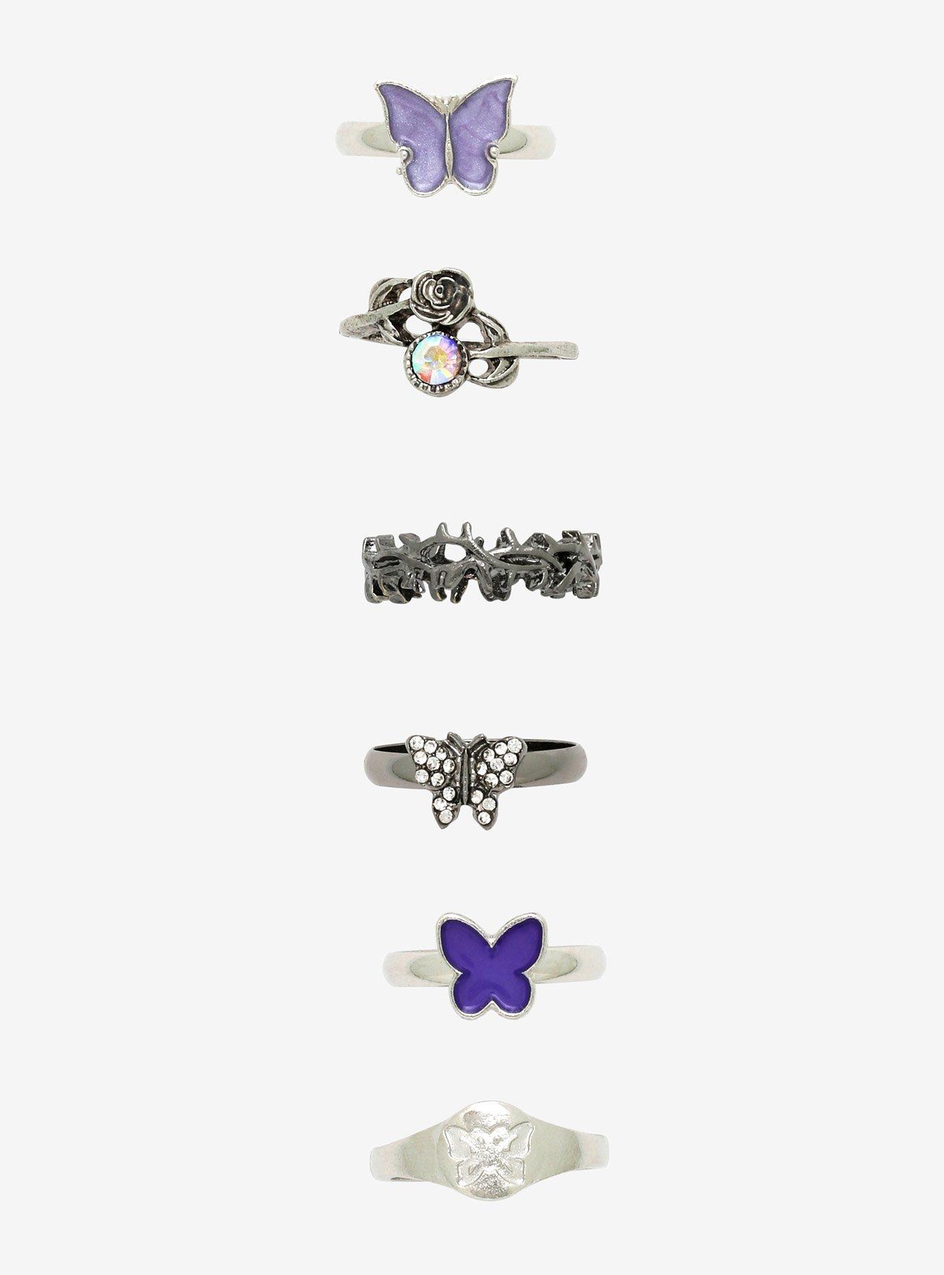 Purple Butterfly Ring Set | Hot Topic