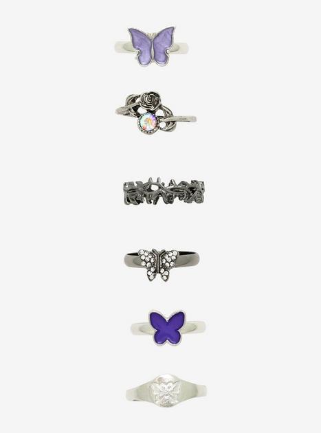 Purple Butterfly Ring Set | Hot Topic
