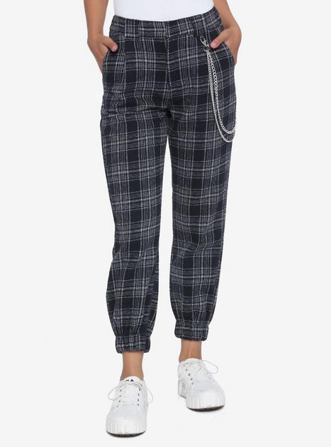 Navy Plaid Chain Cargo Pants | Hot Topic