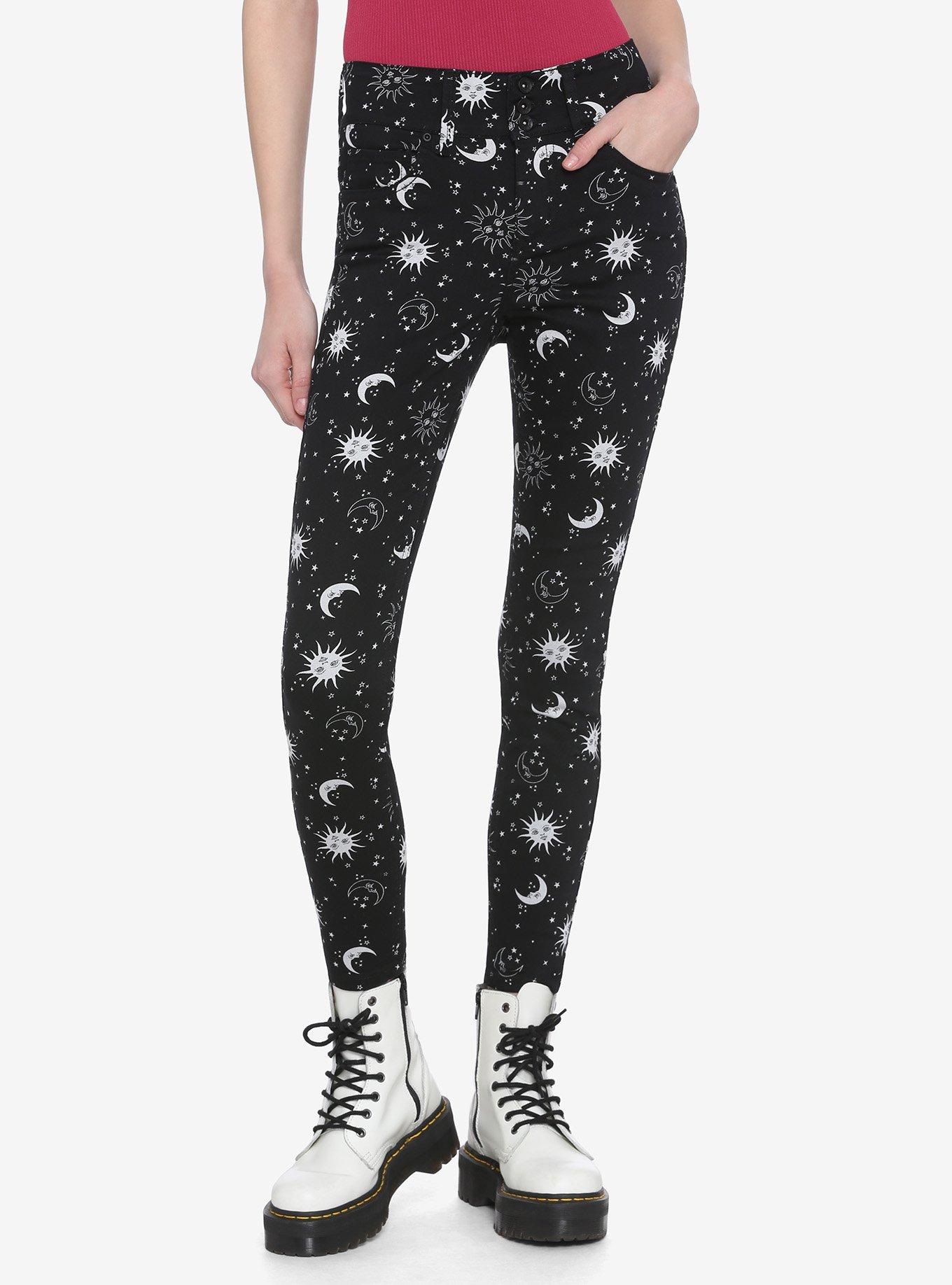 HT Denim Black & White Celestial Hi-Rise Super Skinny Jeans | Hot Topic
