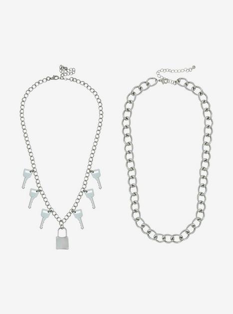 Padlock & Keys Chain Necklace Set | Hot Topic