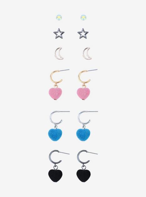 Flocked Hearts Stud Earring Set | Hot Topic