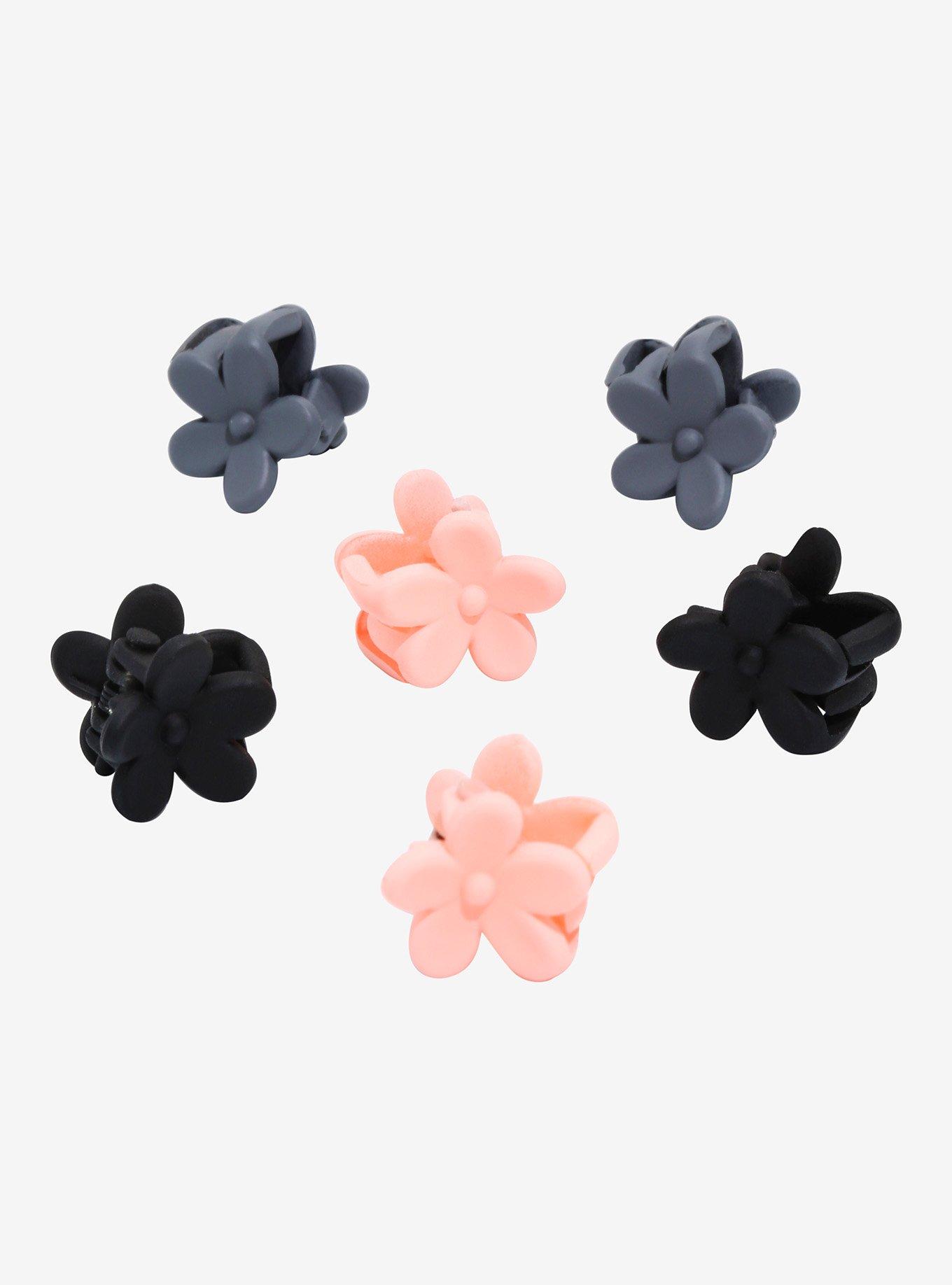 Pink Black Grey Matte Mini Flower Hair Clips | Hot Topic