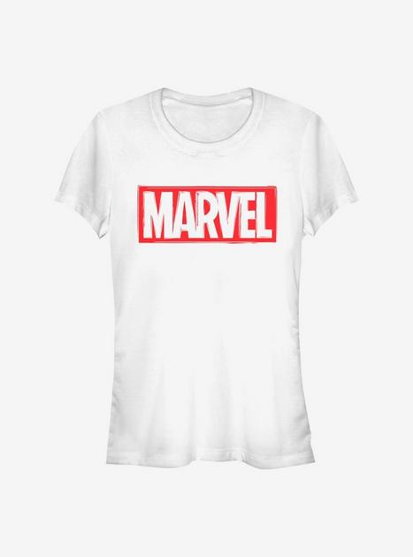 Marvel Logo Cut Girls T-Shirt - WHITE | Hot Topic