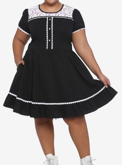Black & White Lace Panel Dress Plus Size | Hot Topic