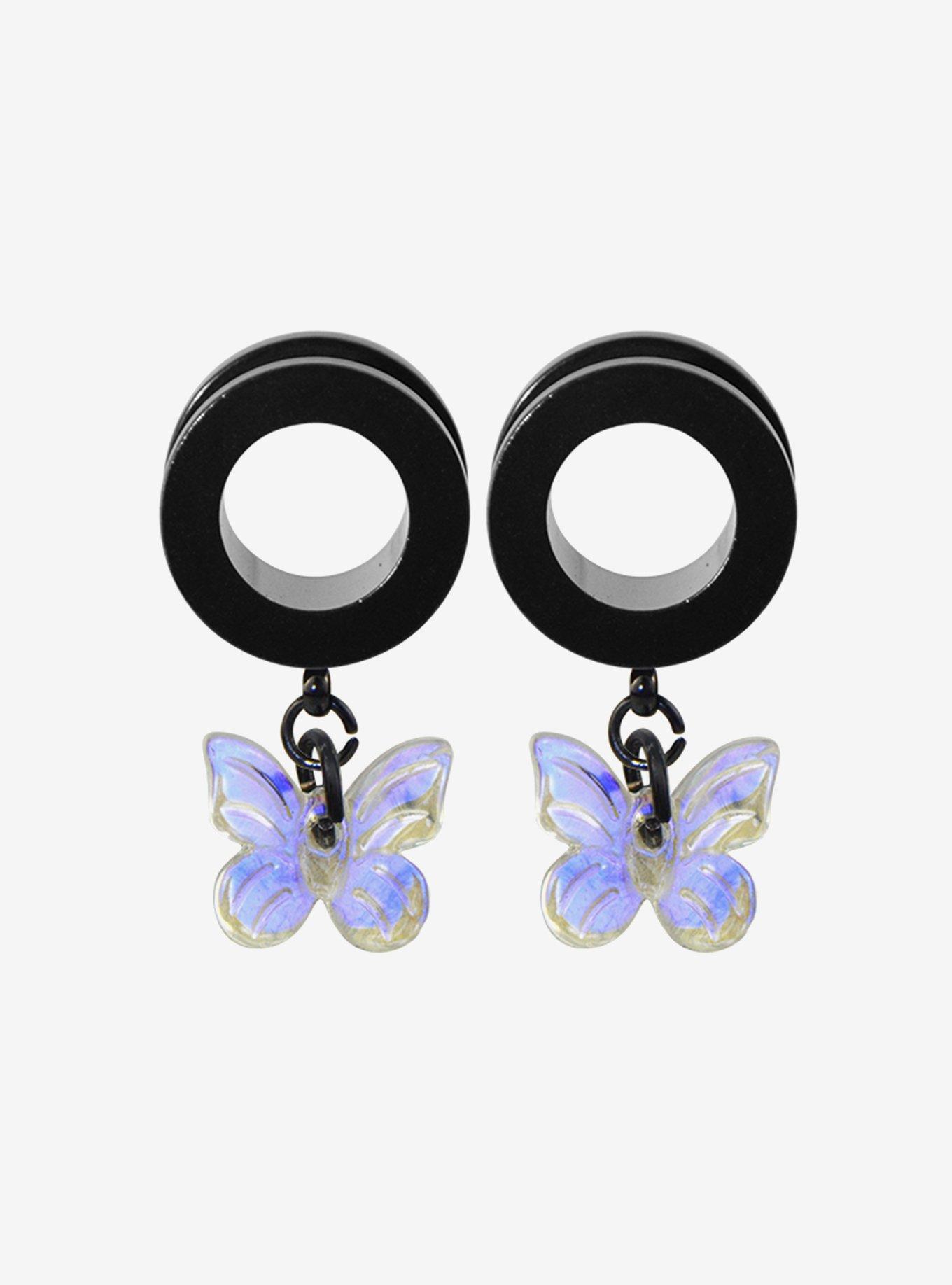 Steel Black Dangle Butterfly Plug 2 Pack | Hot Topic