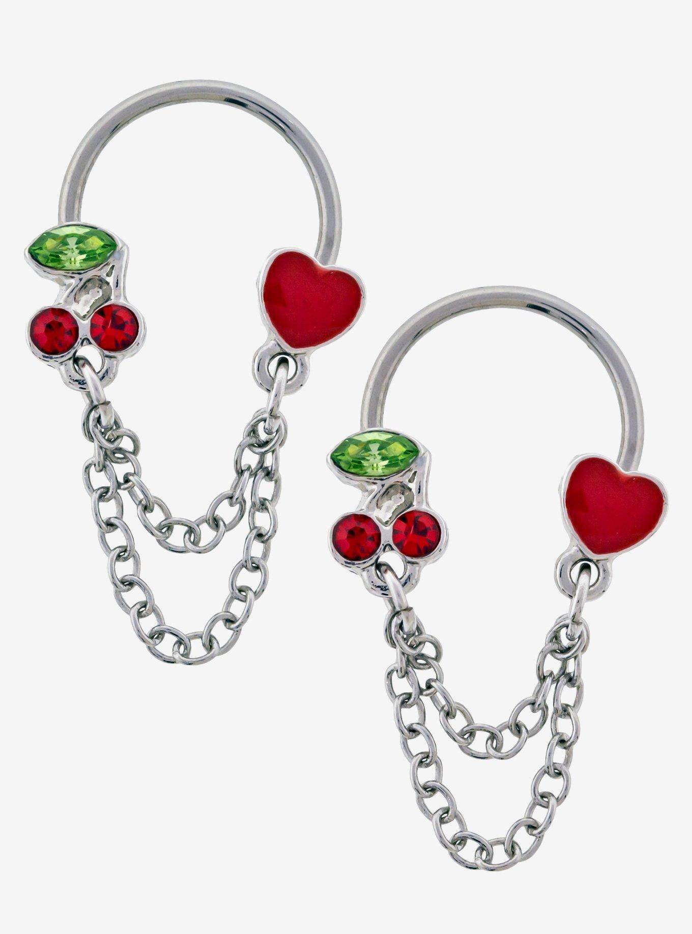 14G Steel Hearts & Cherries Circular Barbell 2 Pack | Hot Topic
