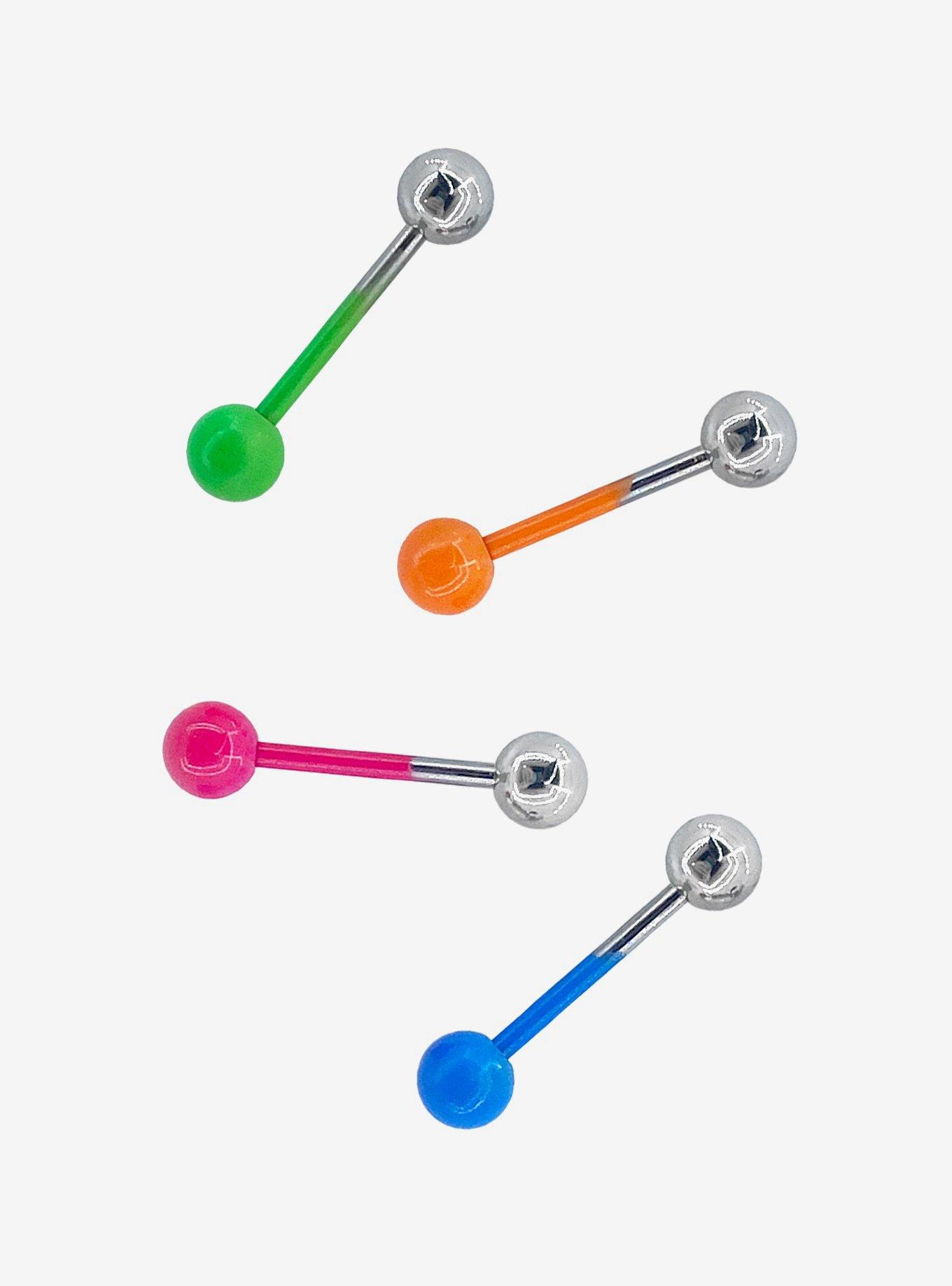 Steel Silver Split Color Barbell 4 Pack | Hot Topic