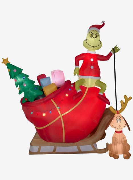 Grinch And Max In Sleigh Colossal Scene Airblown | Hot Topic