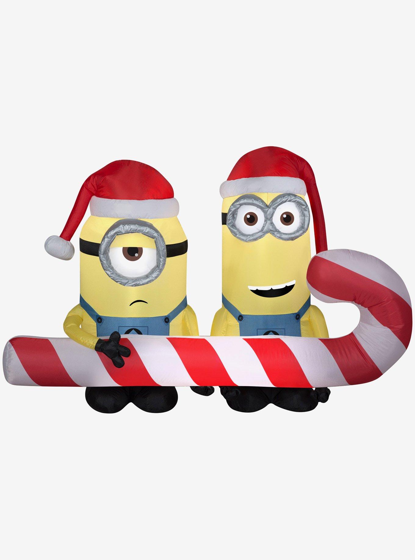 Minions Carrying Candy Cane Scene Medium Airblown | BoxLunch