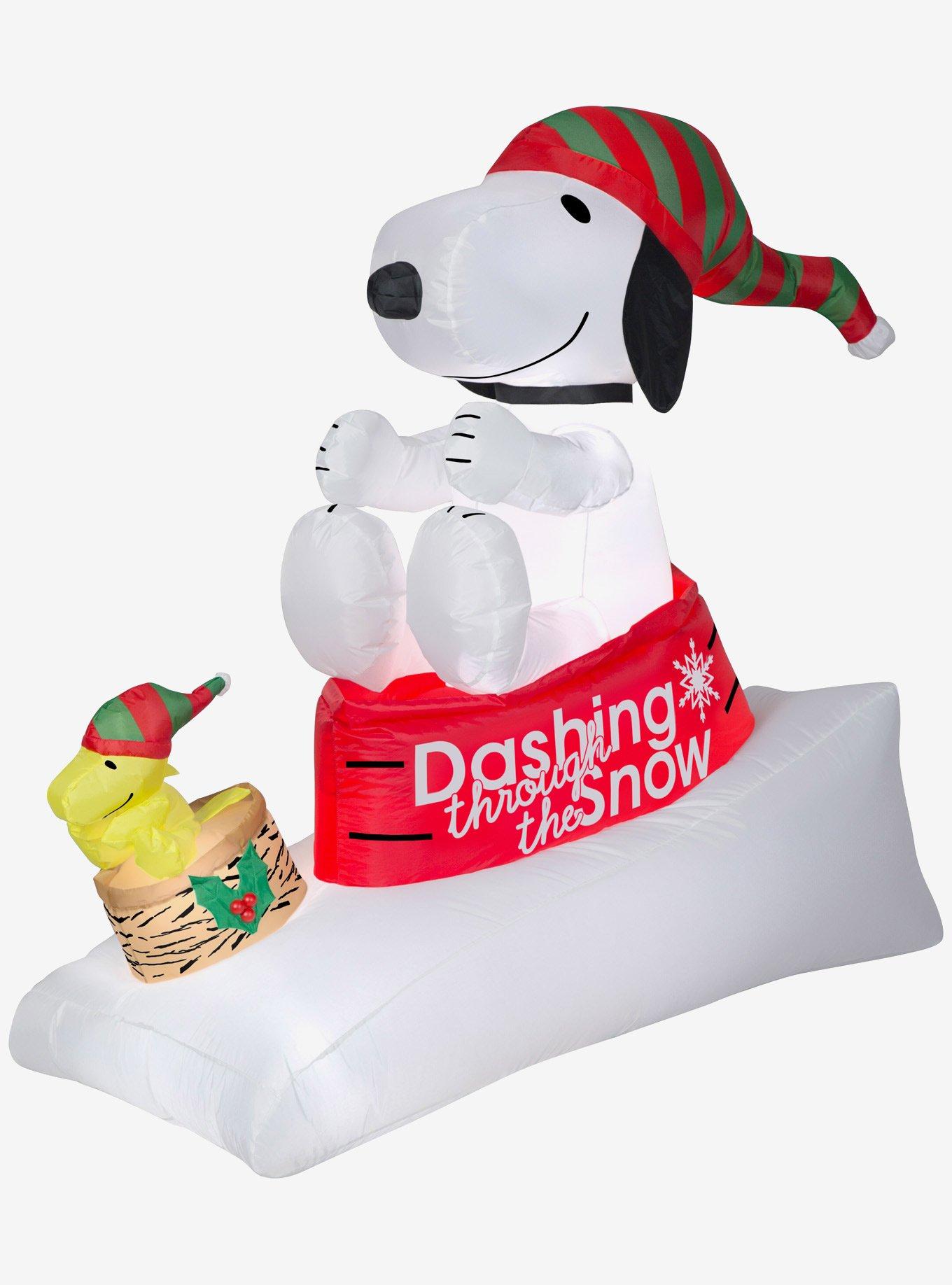Peanuts Snoopy Snoopy And Woodstock In Sled Airblown | BoxLunch