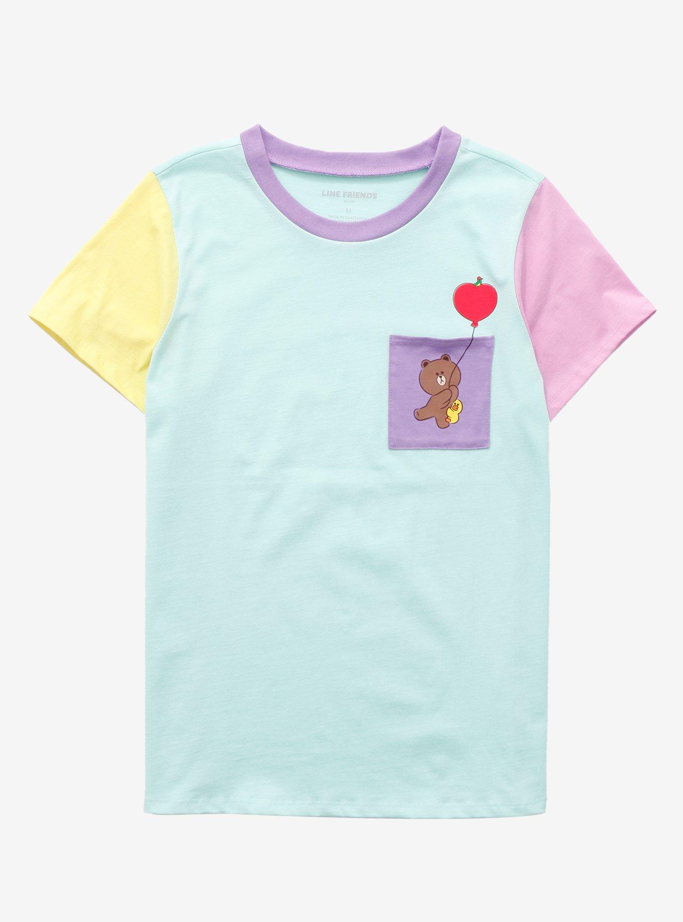 LINE FRIENDS BROWN & FRIENDS Colorblock Pocket Women's T-Shirt ...