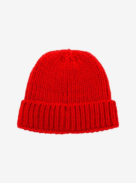 Red Knit Short Cap Beanie | Hot Topic