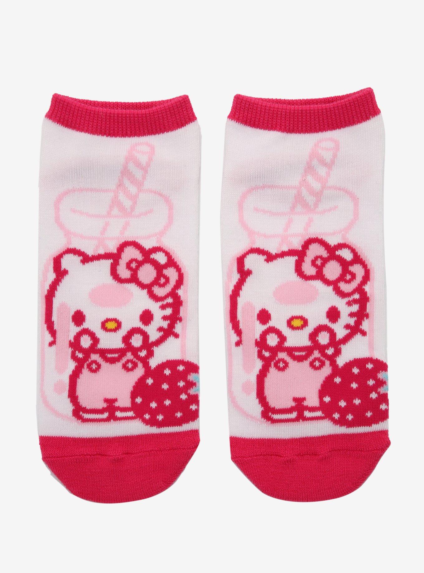 Hello Kitty Strawberry Milk No-Show Socks | Hot Topic