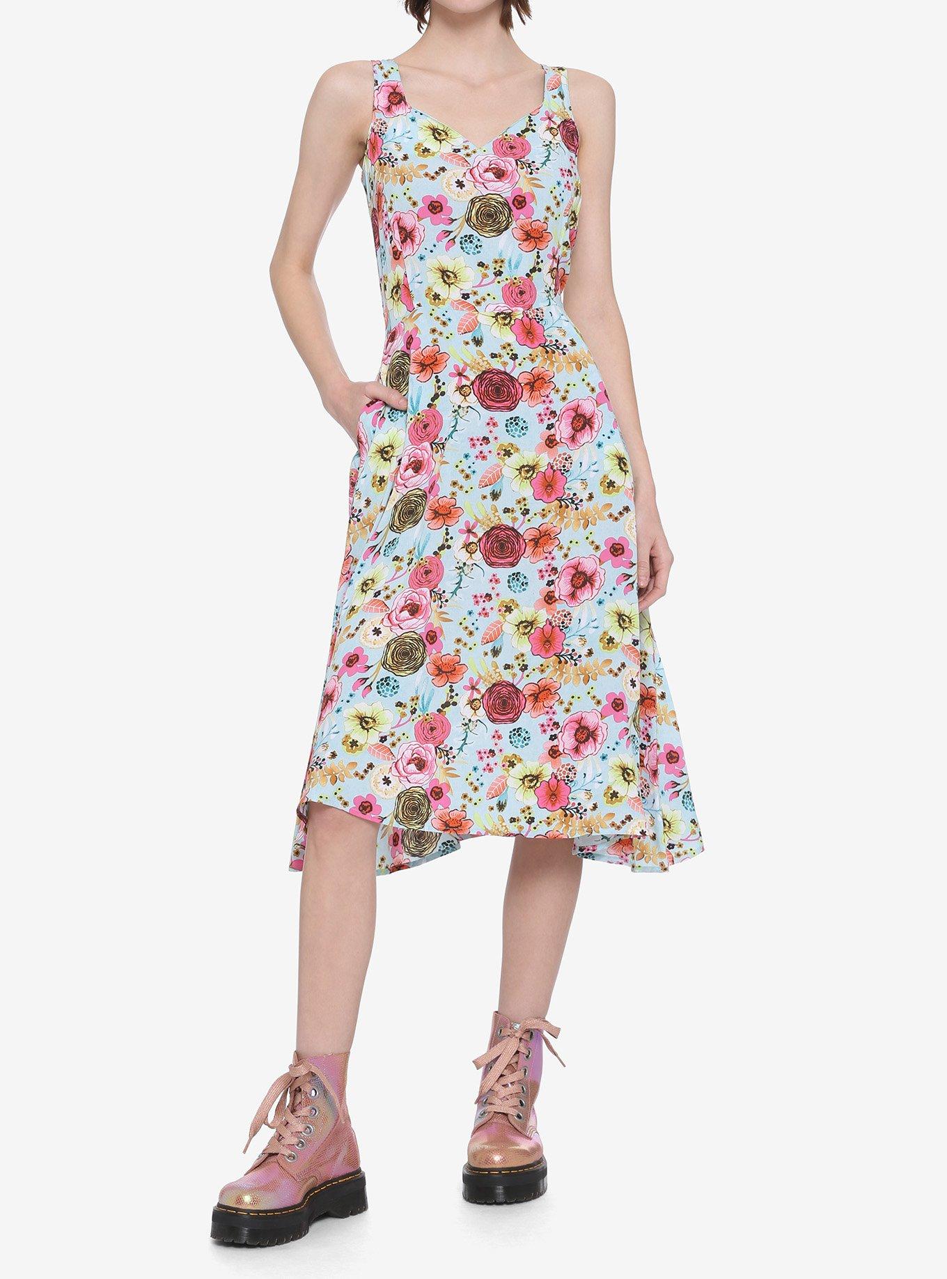 Blue Floral Retro Dress | Hot Topic