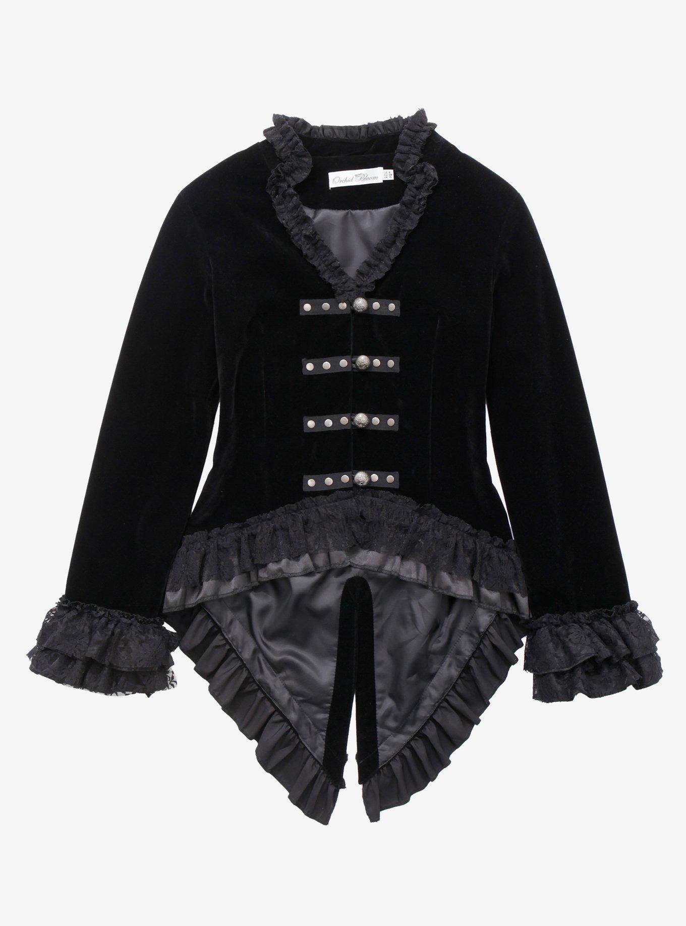 Black Velvet Lace-Up Girls Jacket | Hot Topic
