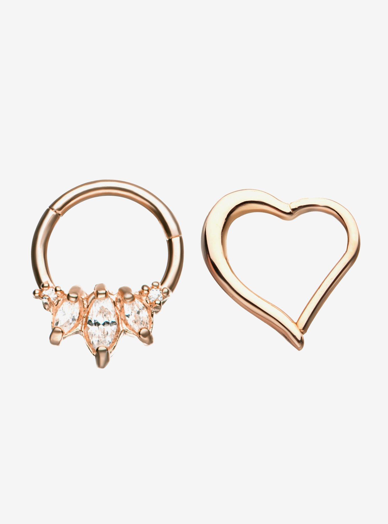 Round And Heart Shape Rose Gold Hinged Segment Rings With Prong Set ...