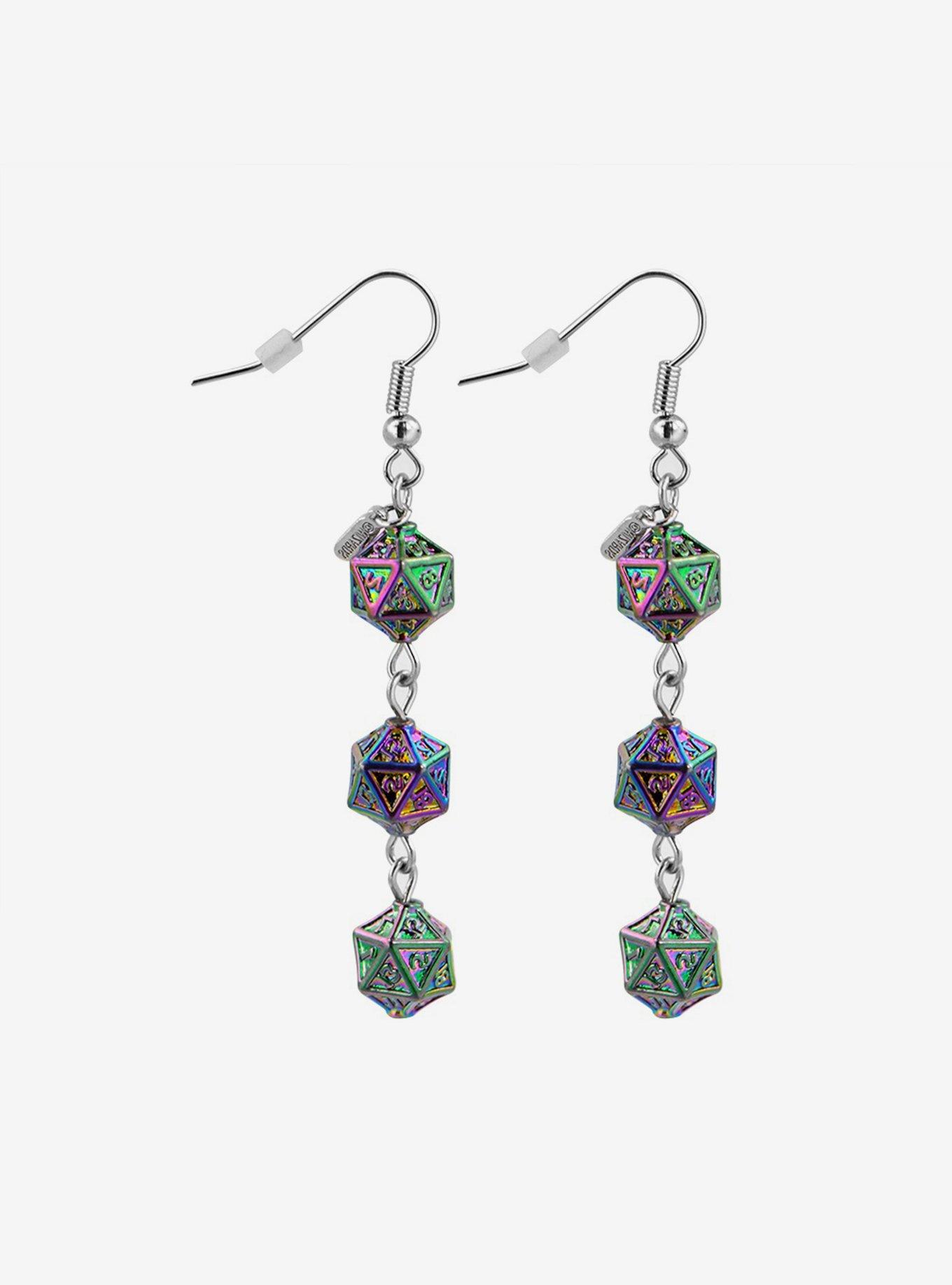 Dungeons & Dragons Anodized D20 Dice Drop Earrings | Hot Topic