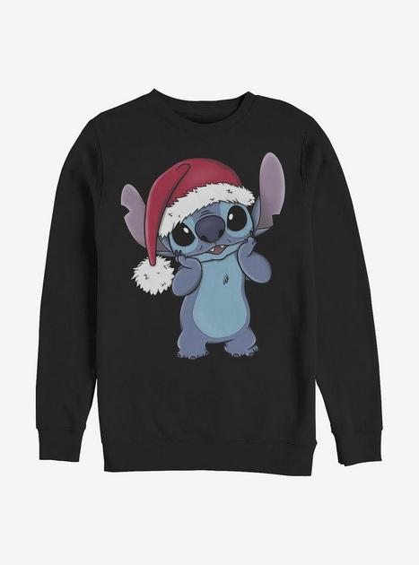 Disney Lilo & Stitch Santa Hat Crew Sweatshirt - BLACK | Hot Topic