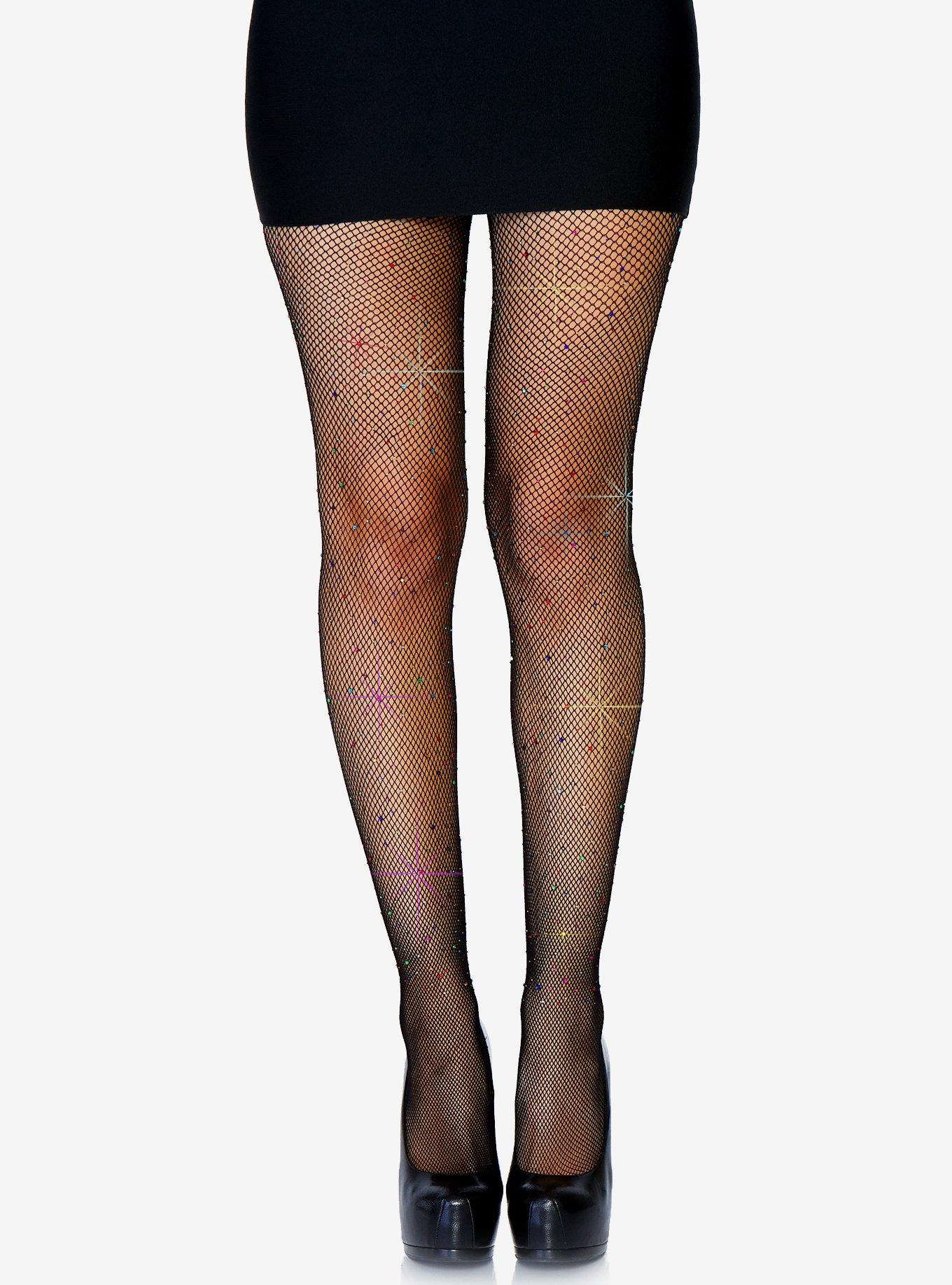 Rhinestone Net Tights Black | Hot Topic
