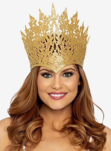 Glitter Die Cut Crown With Jewel Accent Gold | Hot Topic